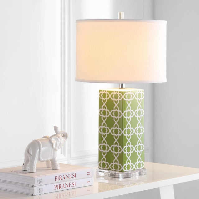 27 Inch H Table Lamp in Green - a Pair | Chairish