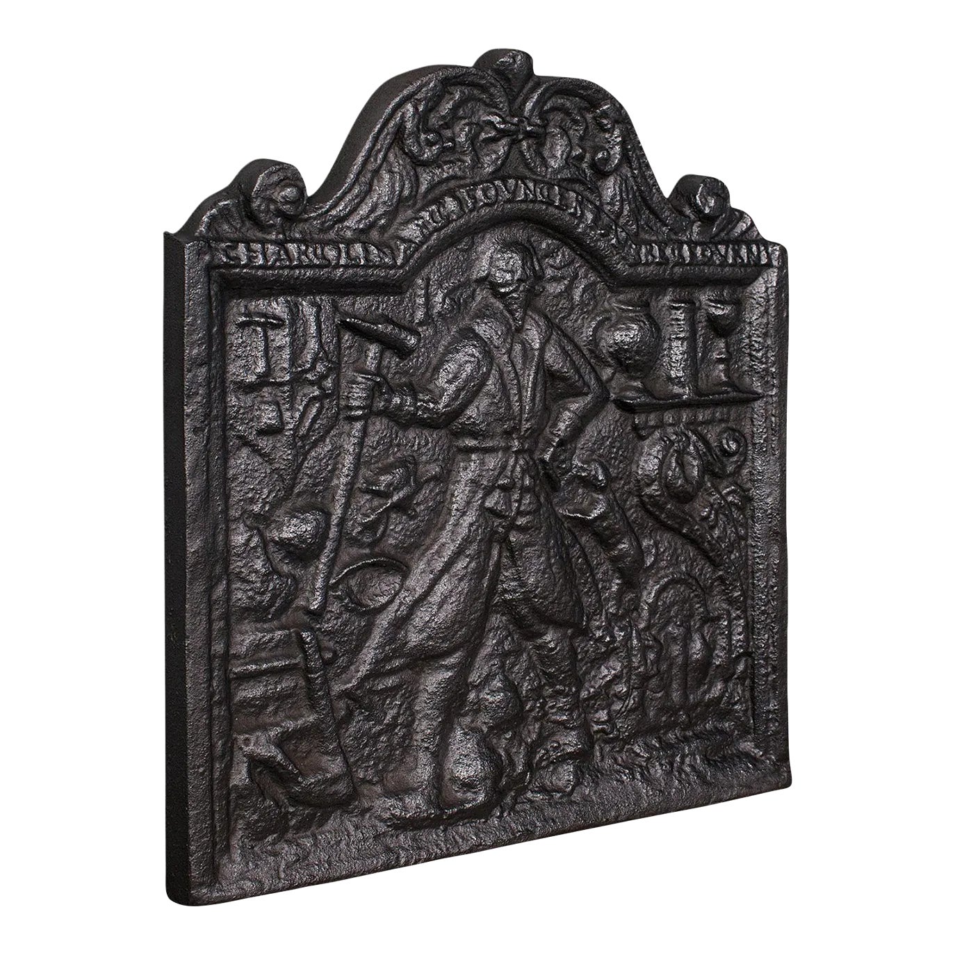 Antique Victorian Cast Iron Relief Fire Back | Chairish