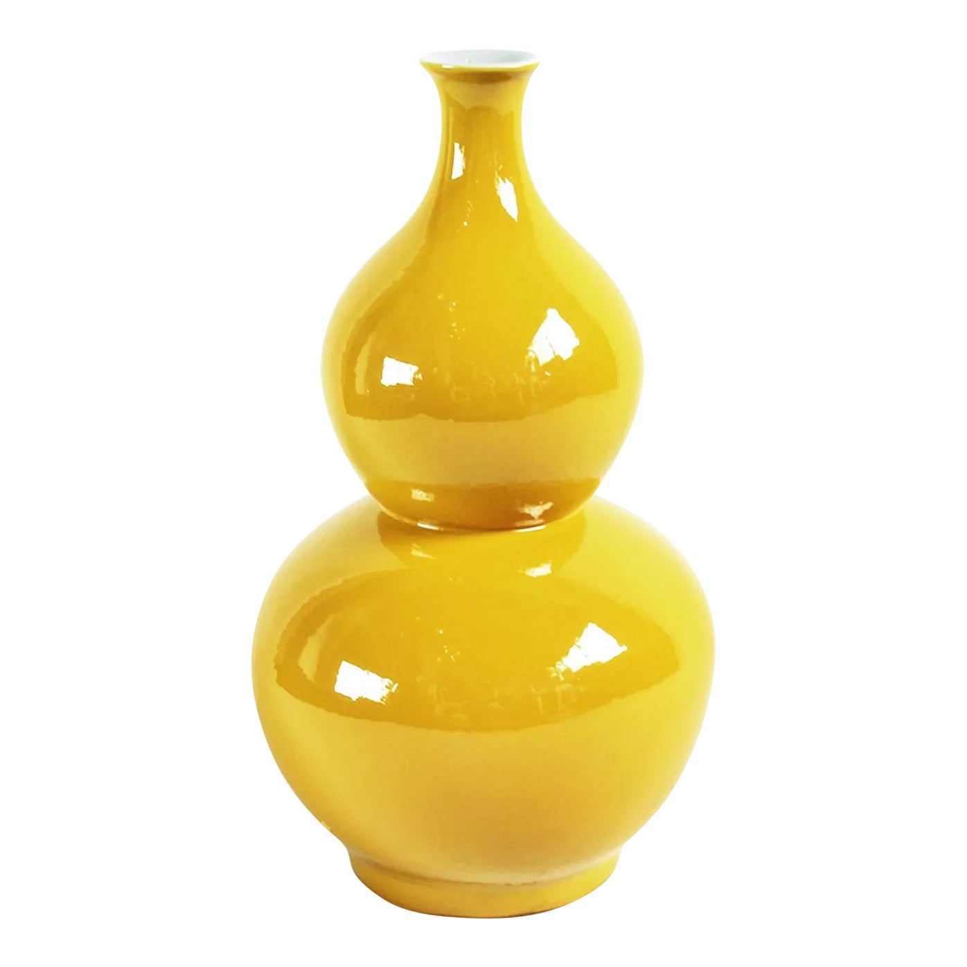 Contemporary Lemon Yellow Ceramic Bubble Vase | Chairish