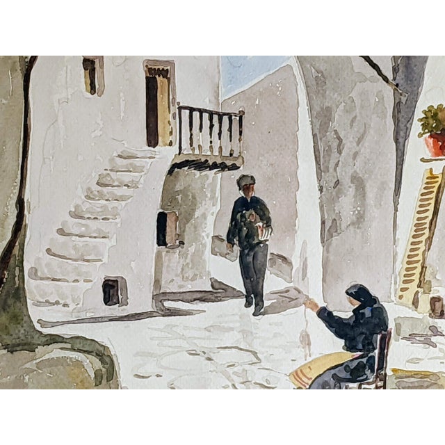 Reid Original Watercolor Painting of a Village | Chairish