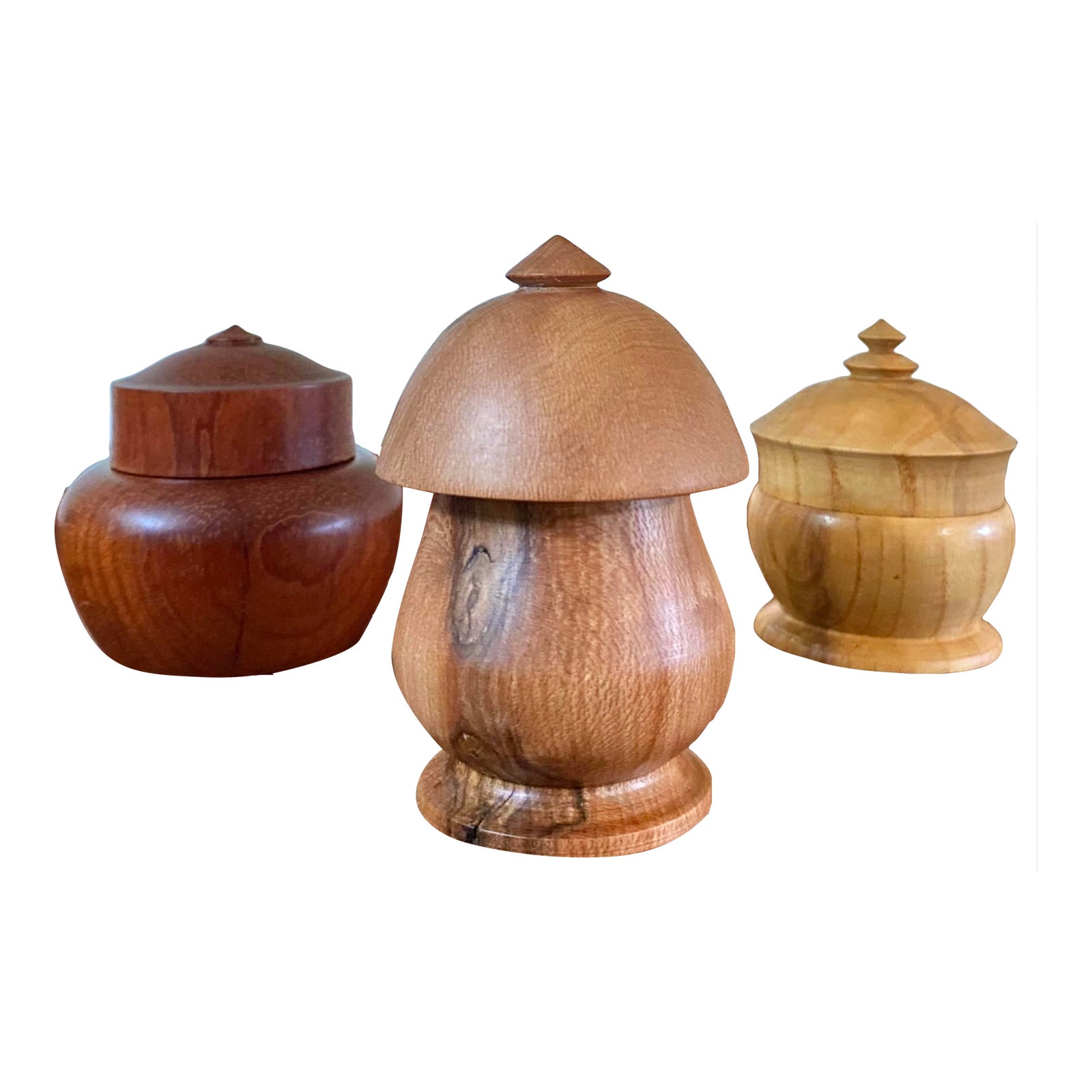Sculptural Turned Wood Box Trio, Set of 3 | Chairish