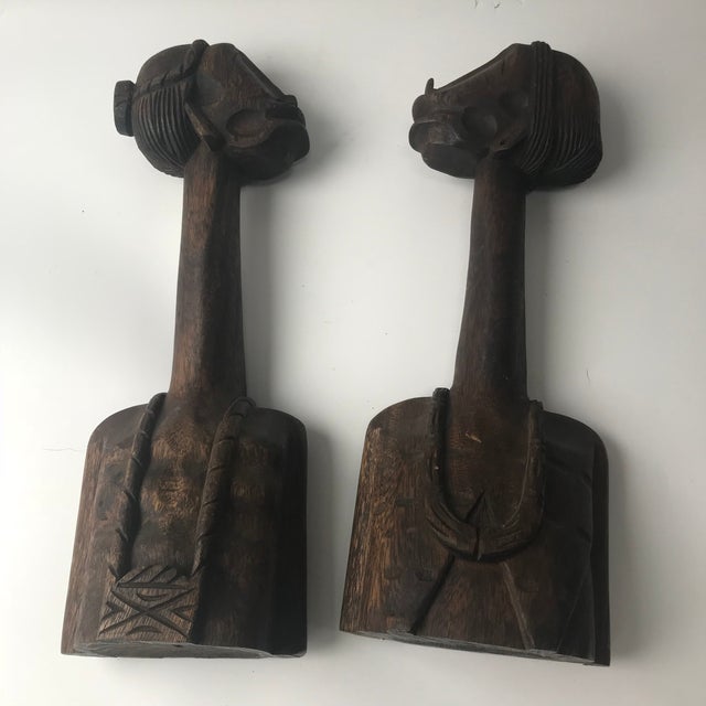 Vintage Mid-Century African Companion Wood Sculptures - A Pair | Chairish