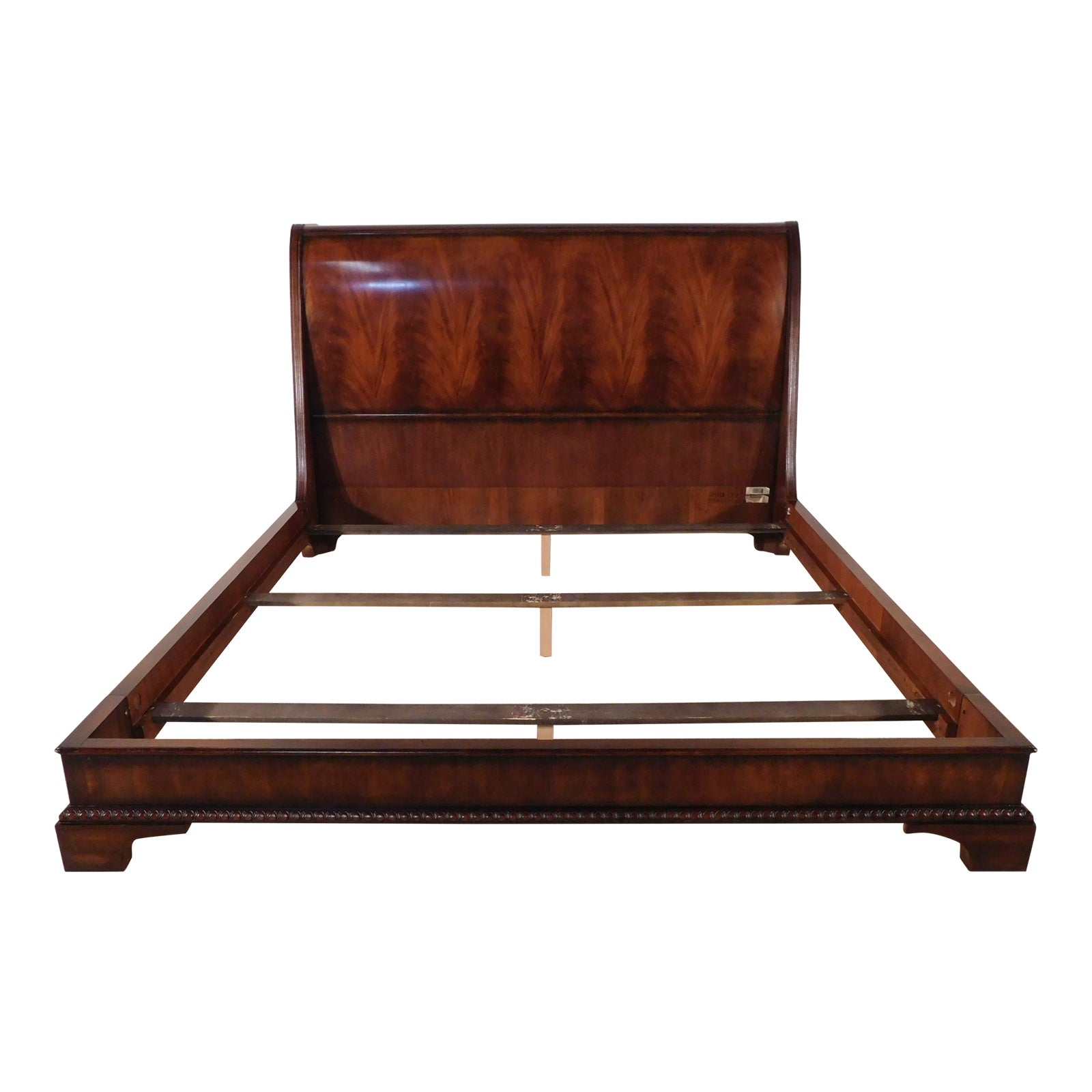 Massive Henredon Flame Mahogany Kingsize Sleigh Bed | Chairish
