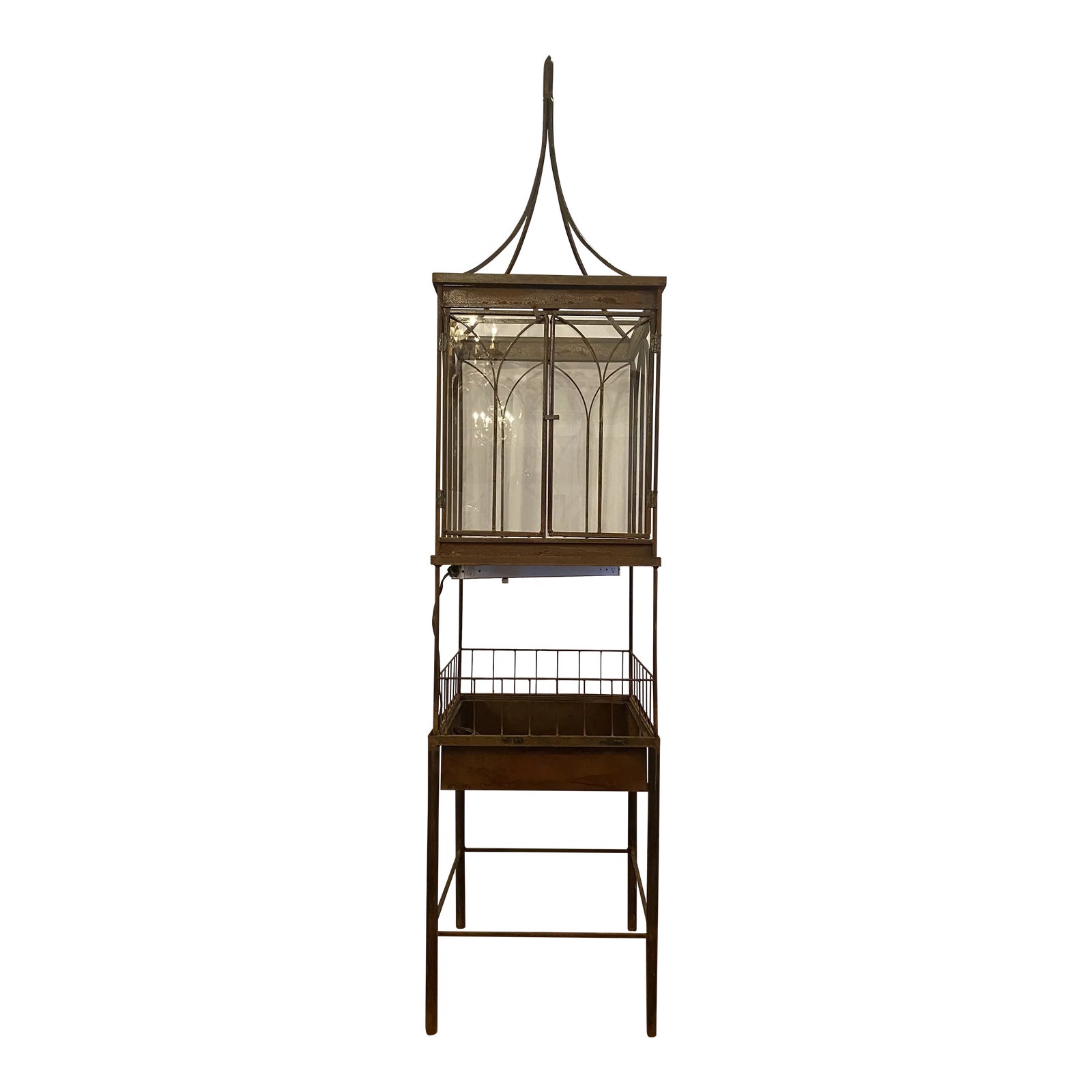 19th Century Victorian Wrought Iron Wardian Terrarium Plant Case Stand ...