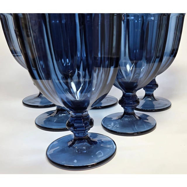 Deep Sapphire Blue Goblets- Set of Six | Chairish