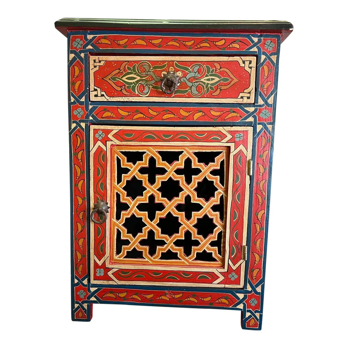 Small Painted Cabinet With Bright Colors | Chairish