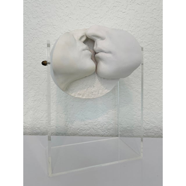 Vintage Lucite and Plaster Kiss Sculpture by John Cultrone - Signed ...