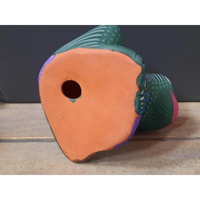 Vintage Terracotta Hand Painted Folk Art Pottery Frog | Chairish