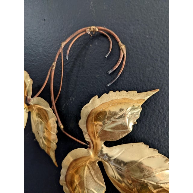 Jere Style Mid-Century Brass Toned Grape Leaves Wall Art - a Pair ...
