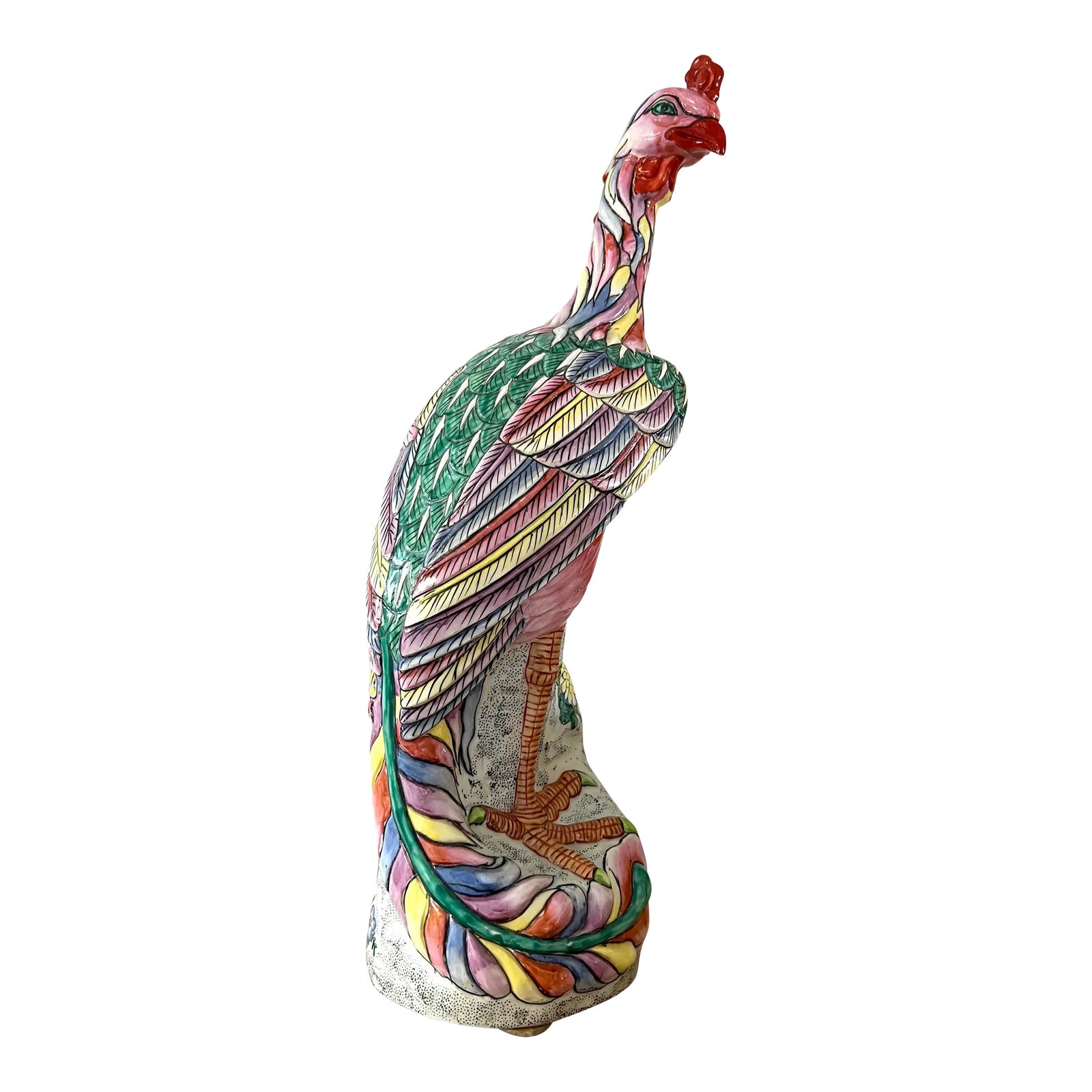 Extra-Large Chinese Porcelain Bird Table Sculpture | Chairish