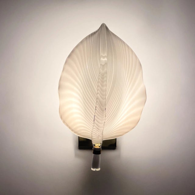 Large Franco Luce Italian Murano Glass Leaf Wall Sconces - a Pair ...