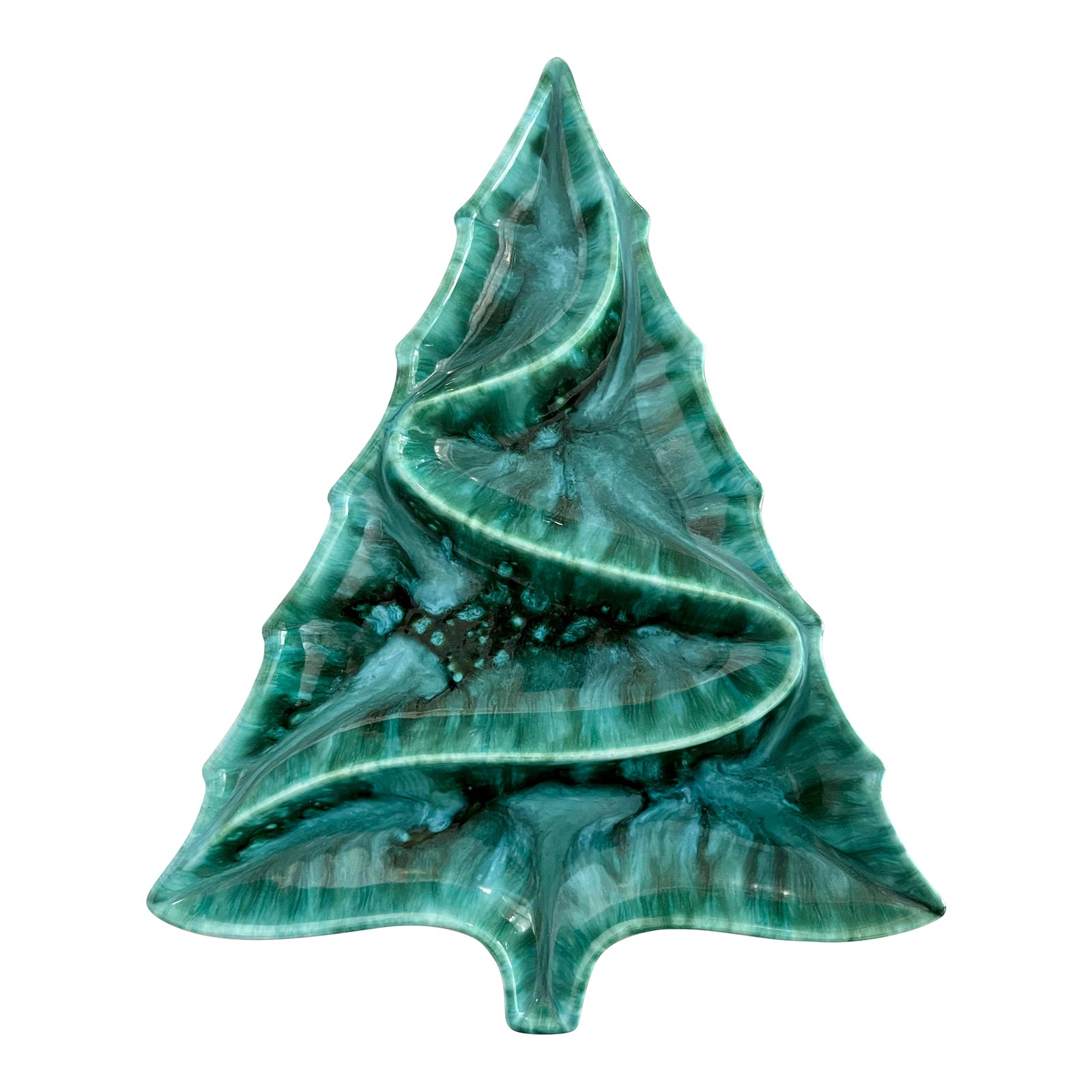 Vintage Atlantic Mold Green and Turquoise Christmas Tree Platter | Chairish