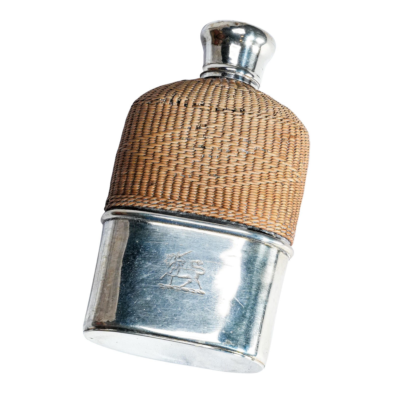 Charming Antique Sterling Silver Woven Rattan Victorian Armorial Coat ...