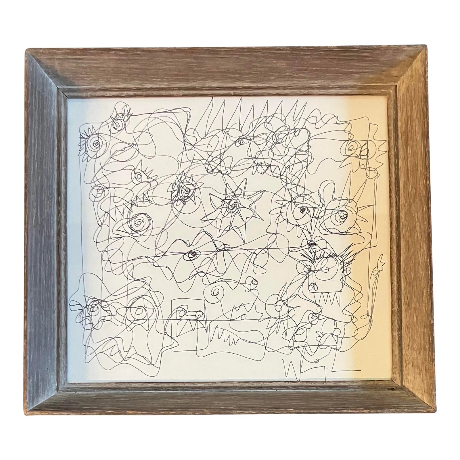 1980’s Original Wayne Cunningham Abstract Pen & Ink Drawing | Chairish