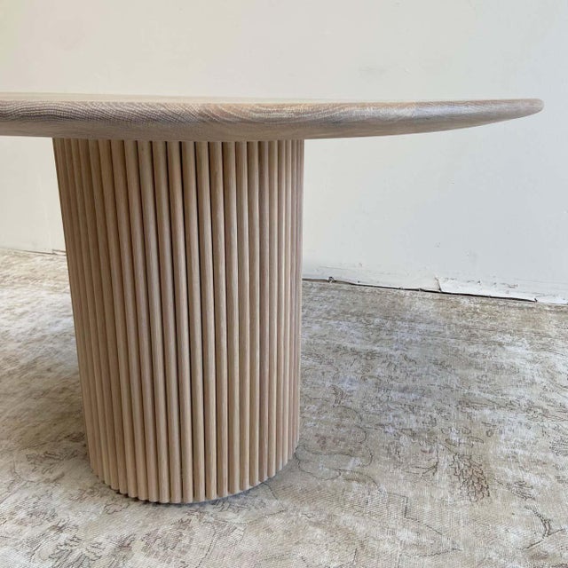 Custom White Oak Reeded Base Dining Table | Chairish