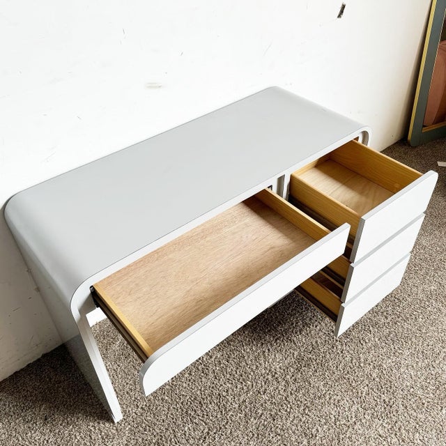 Postmodern Great Lacquer Laminate Waterfall Writing Desk | Chairish