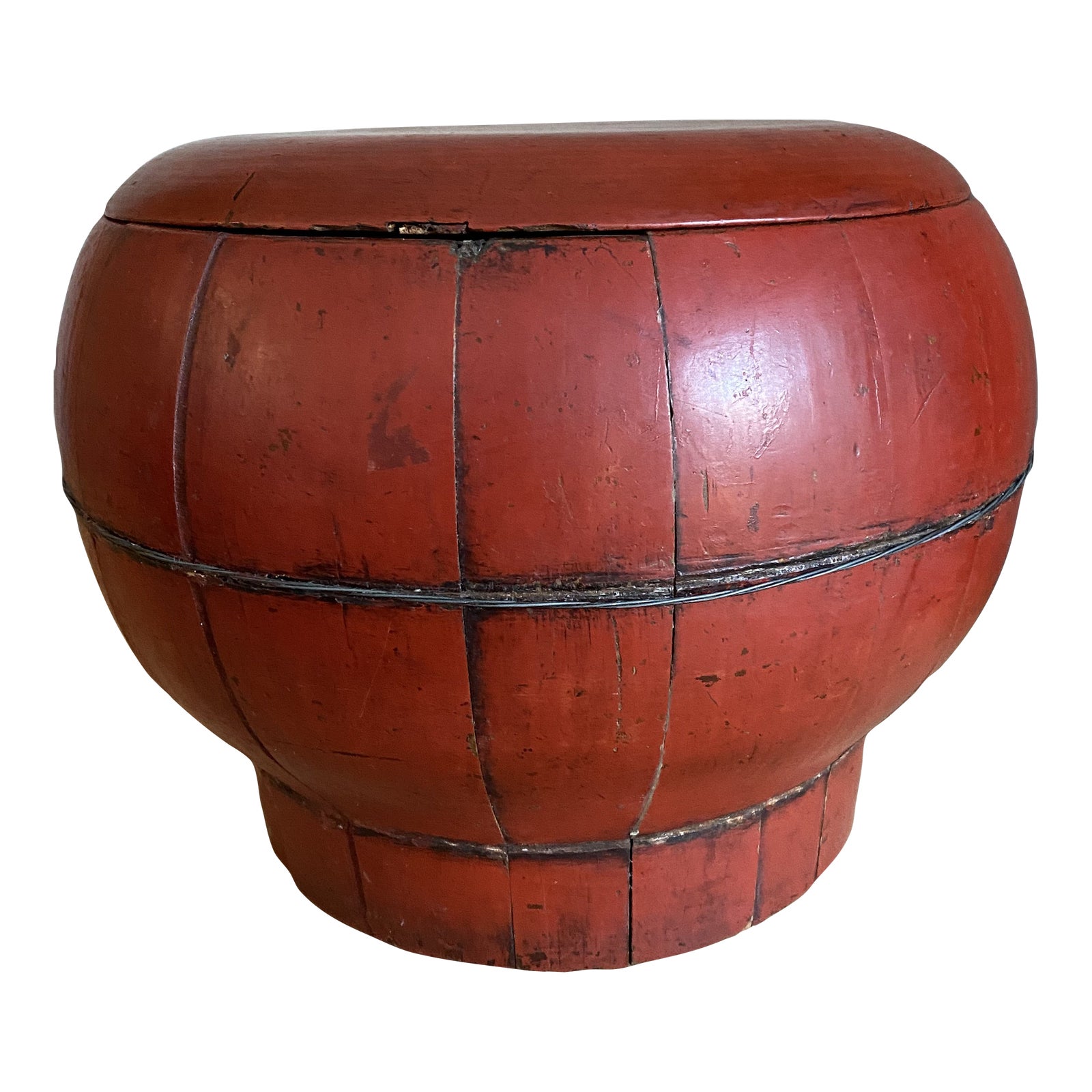 Early 20th Century Burmese Red Lacquer Box | Chairish