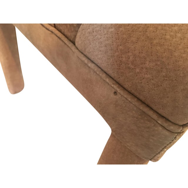 Sueded Leather Parsons Arm Chairs - a Pair | Chairish