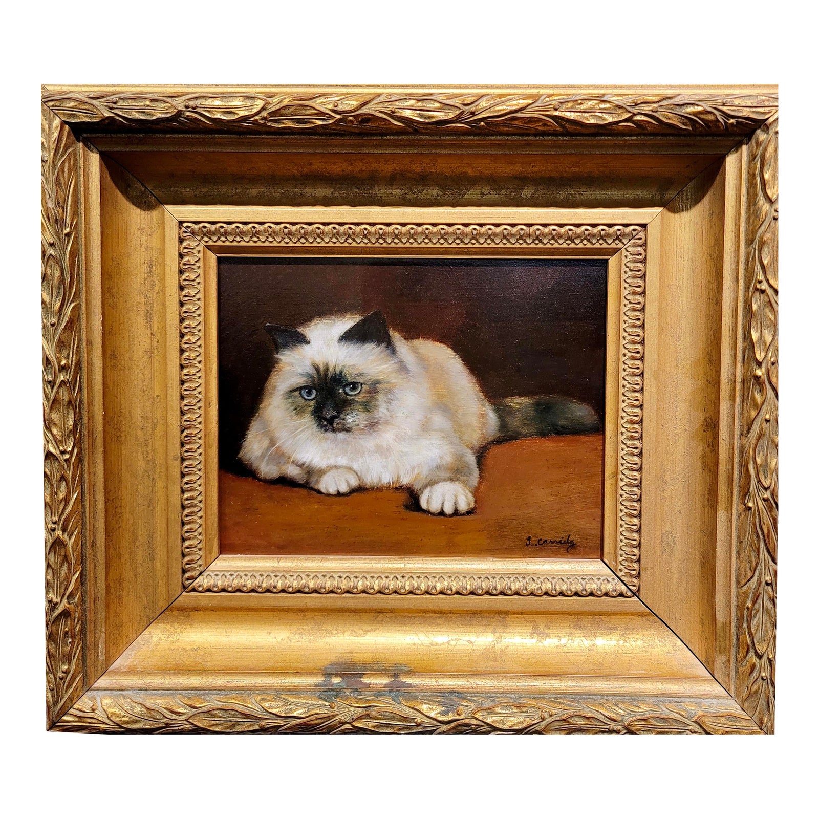 Cassidy-Portrait of a Melancholic Siamese Cat W/Blue Eyes-Oil Painting ...