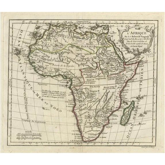 Antique Map of Africa with French Cartouche and Scale, 1780 | Chairish