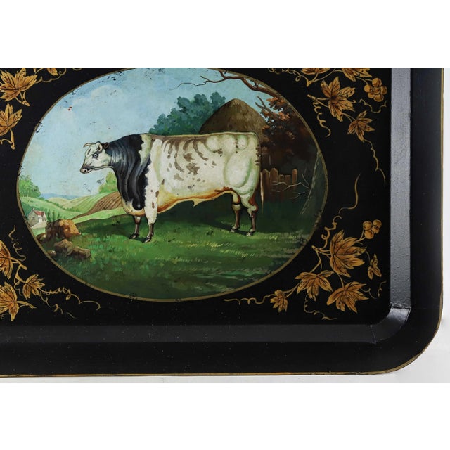 Vintage Farm Animal White Cow Tray | Chairish