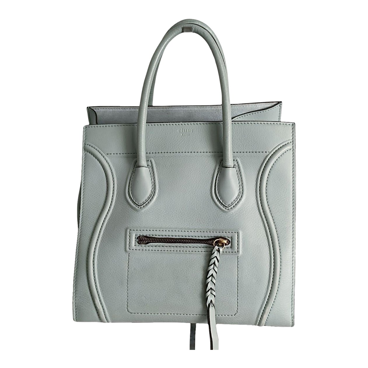 Celine Celine Celine Luggage Handbag In Powder Blue Leather | Chairish