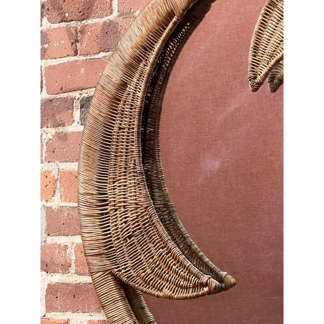 Vintage Gabriella Crespi Style BoHo Wicker Rattan Round Wave Wall ...
