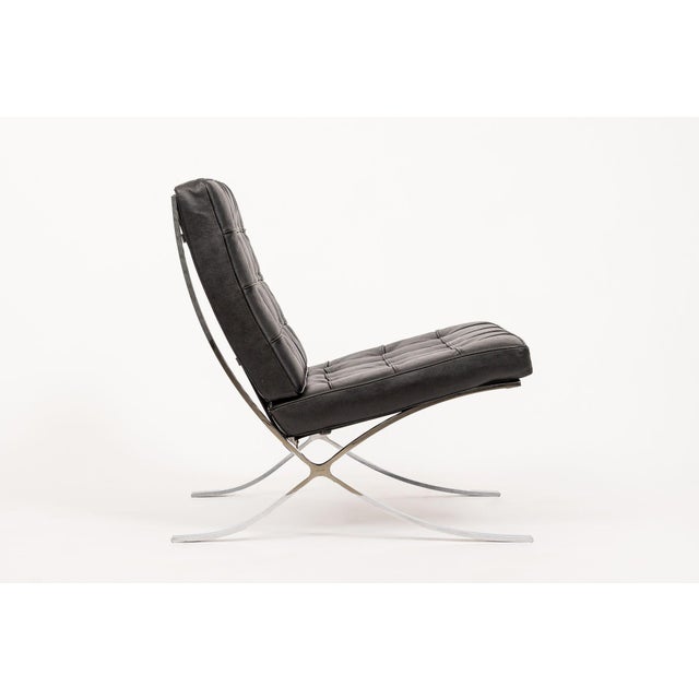 1990s Mid Century Black Barcelona Chair Attributed to Mies Van Der Rohe ...