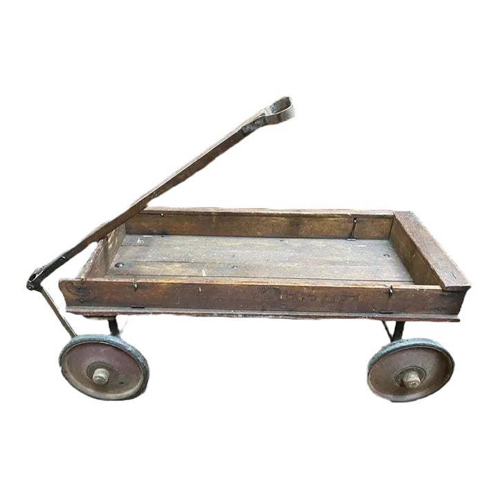Early 20th Century American Jitney Wood Wagon Pull Toy | Chairish