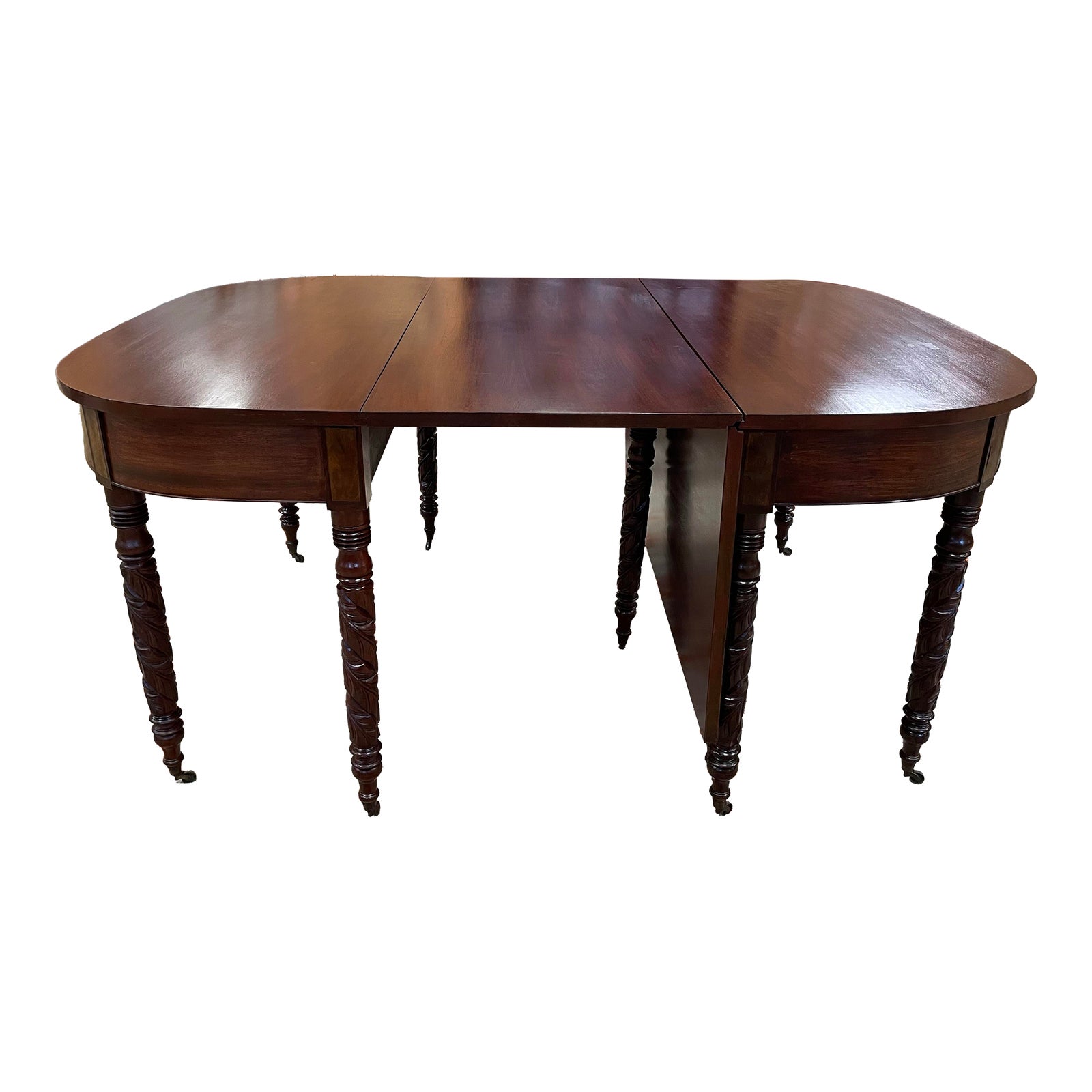 Pair of Antique Mahogany Drop-Leaf Dining Tables With Carved Rope-Twist ...