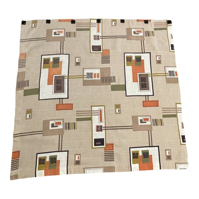 Mid-Century Geometric Design Fabric Remnant | Chairish