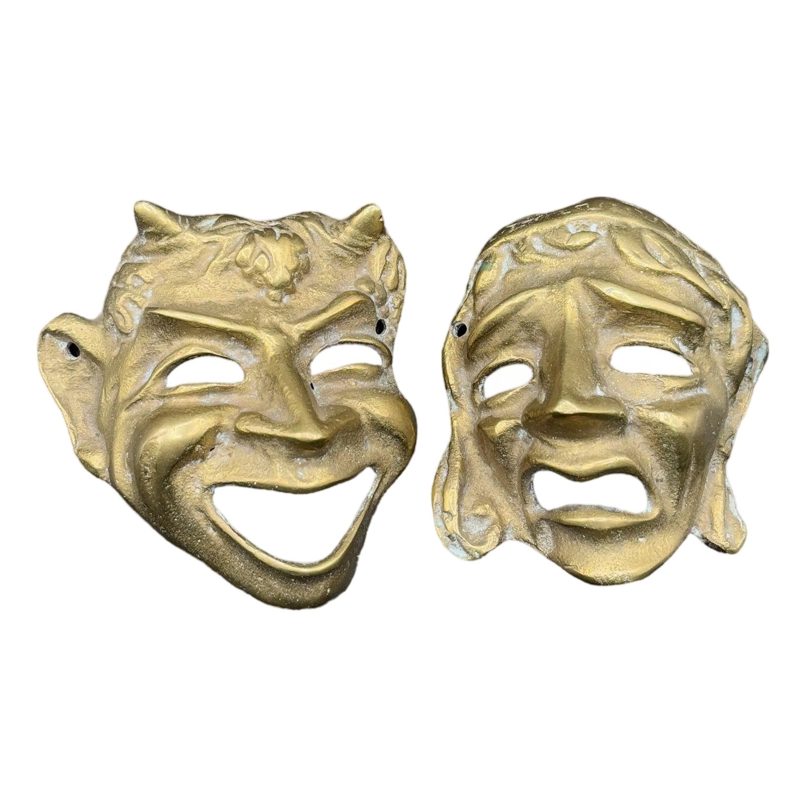 1950s MCM Greek Theater Masks Comedy & Tragedy Wall Sculpture Hand-Cast ...