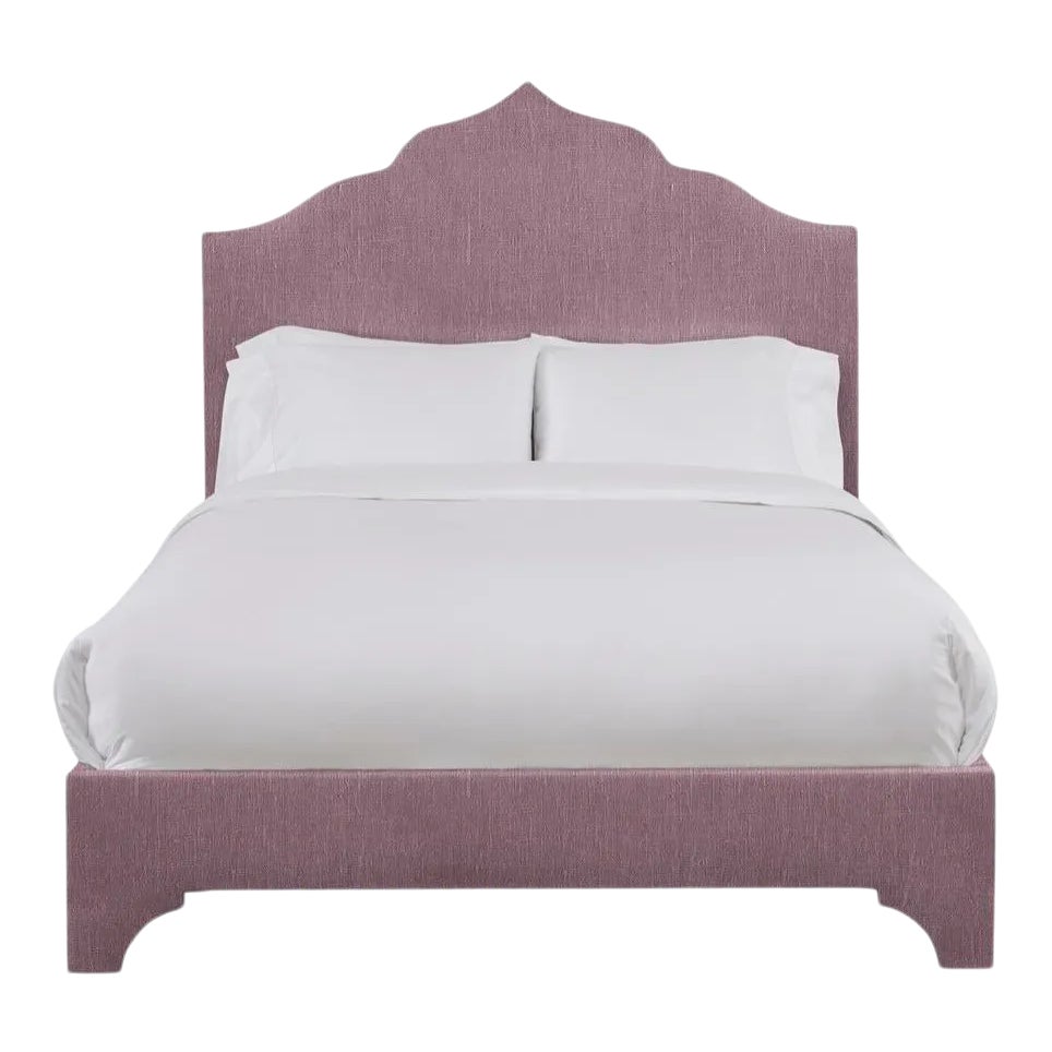 Clementine Full/Double Bedframe, Plum Linen | Chairish