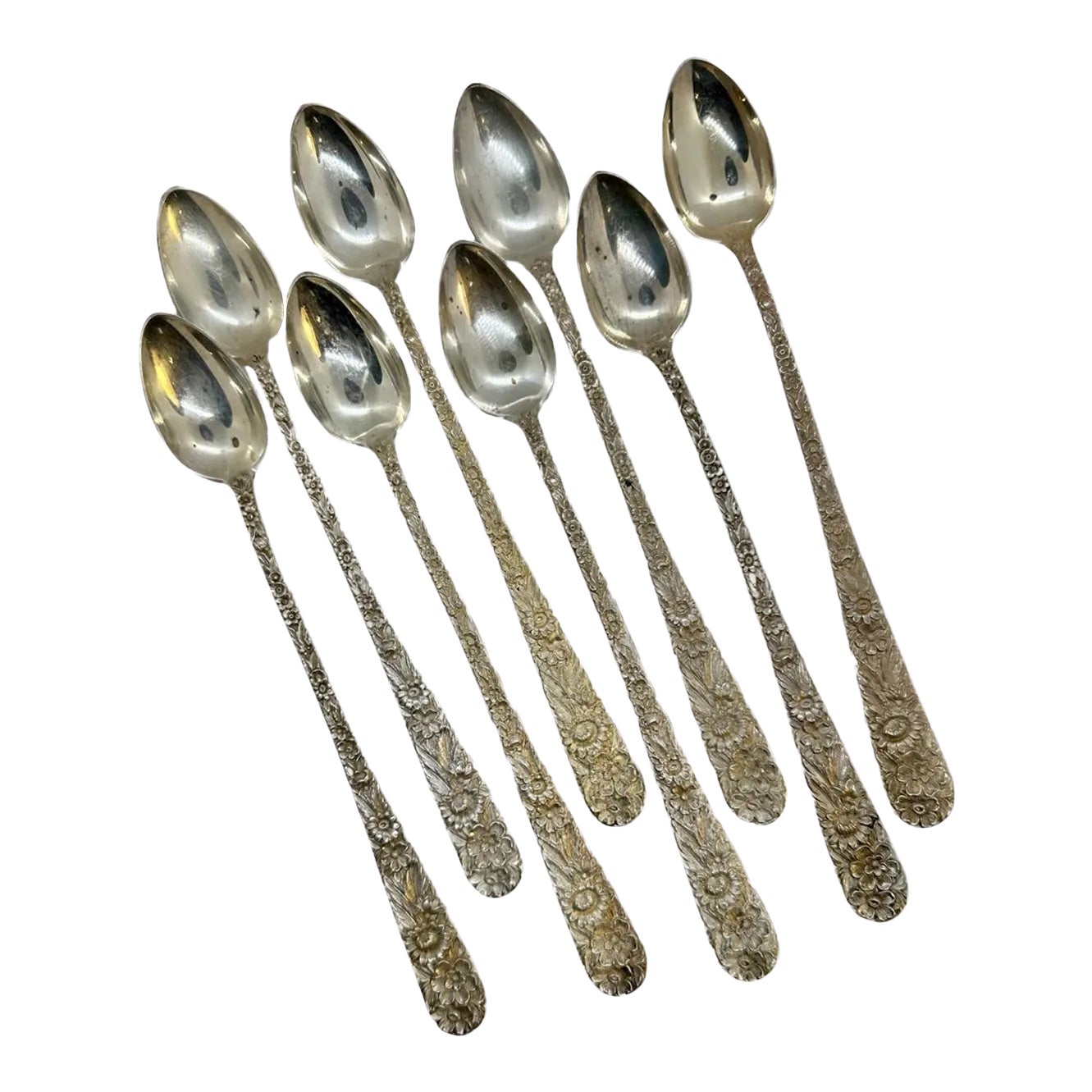 Late 19th Century S. Kirk & Son, Inc. Repousse Iced Tea Spoons- Set of ...
