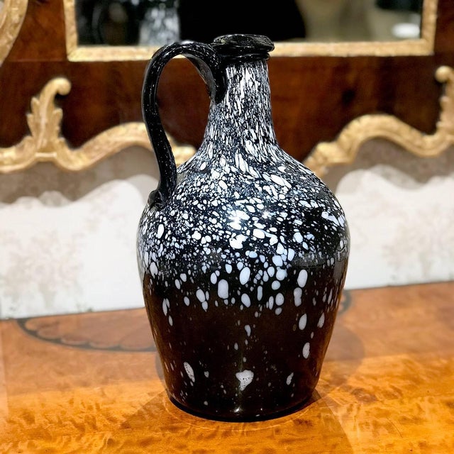 18th Century Nailsea Black and White Spotted Glass Jug | Chairish