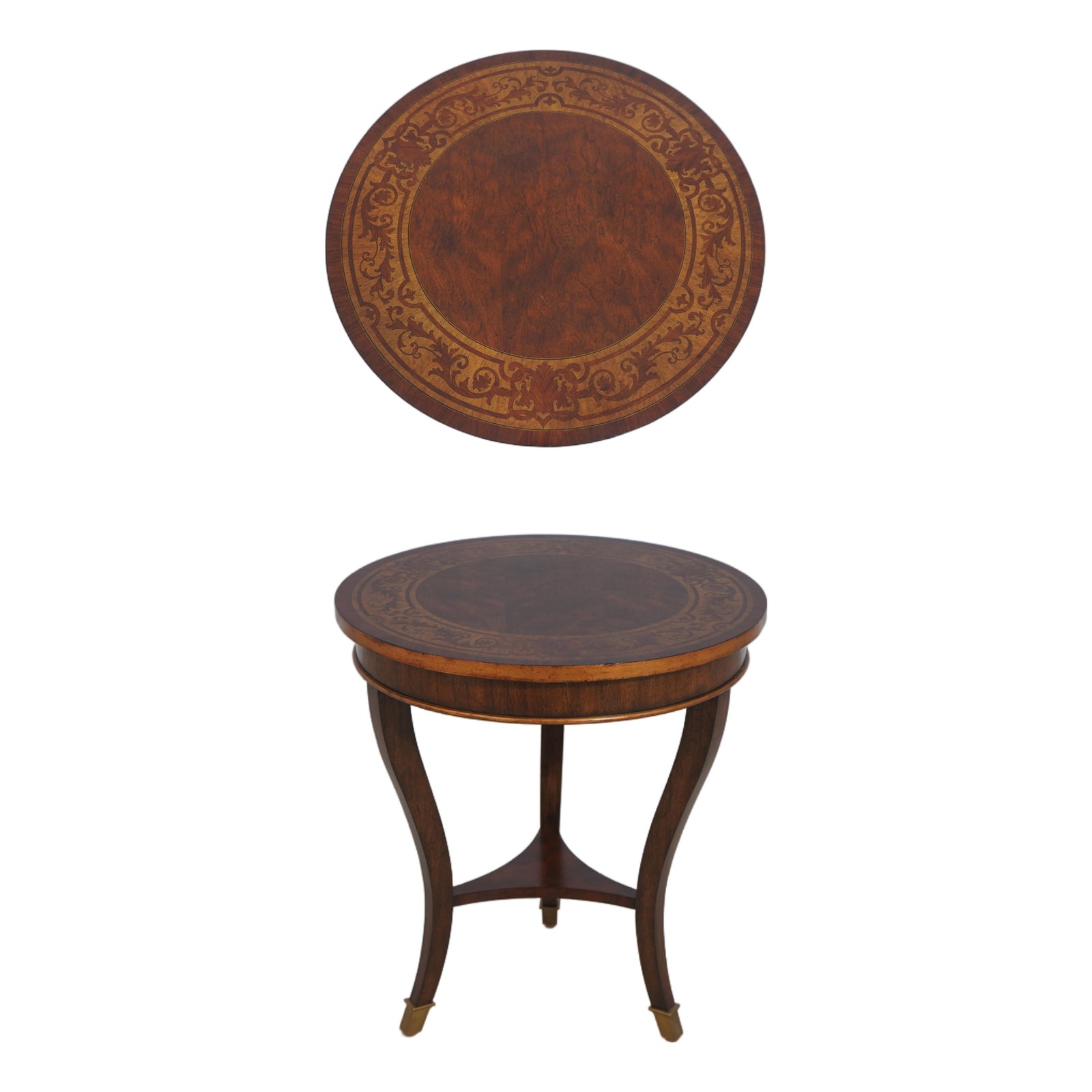 Theodore Alexander Round Inlaid Neoclassical Lamp Table | Chairish
