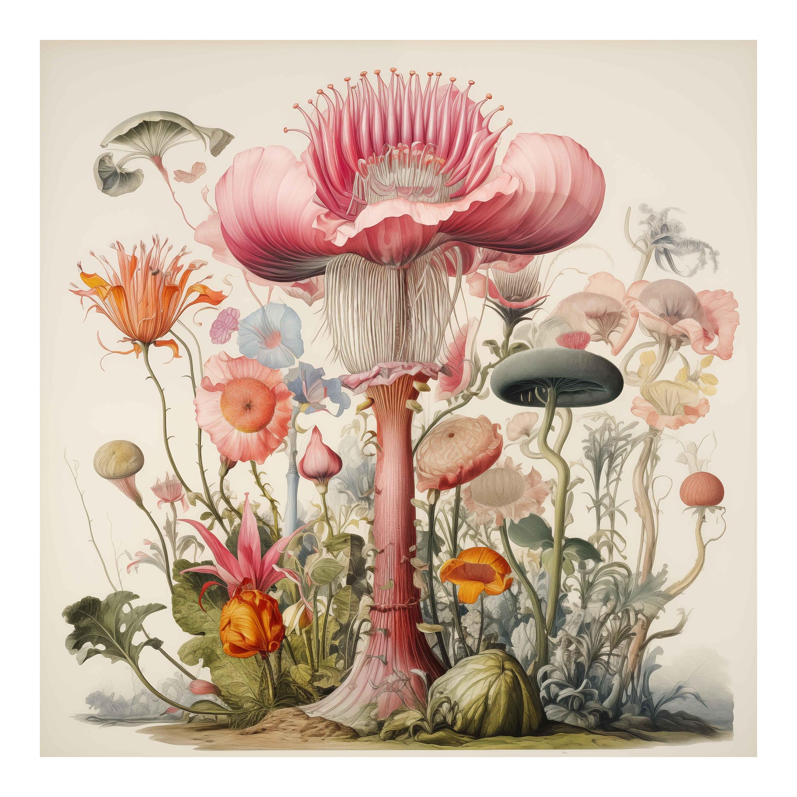 20' X 20' 'Flowers' Botanical Print, 'Hortus Floridus' Style | Chairish