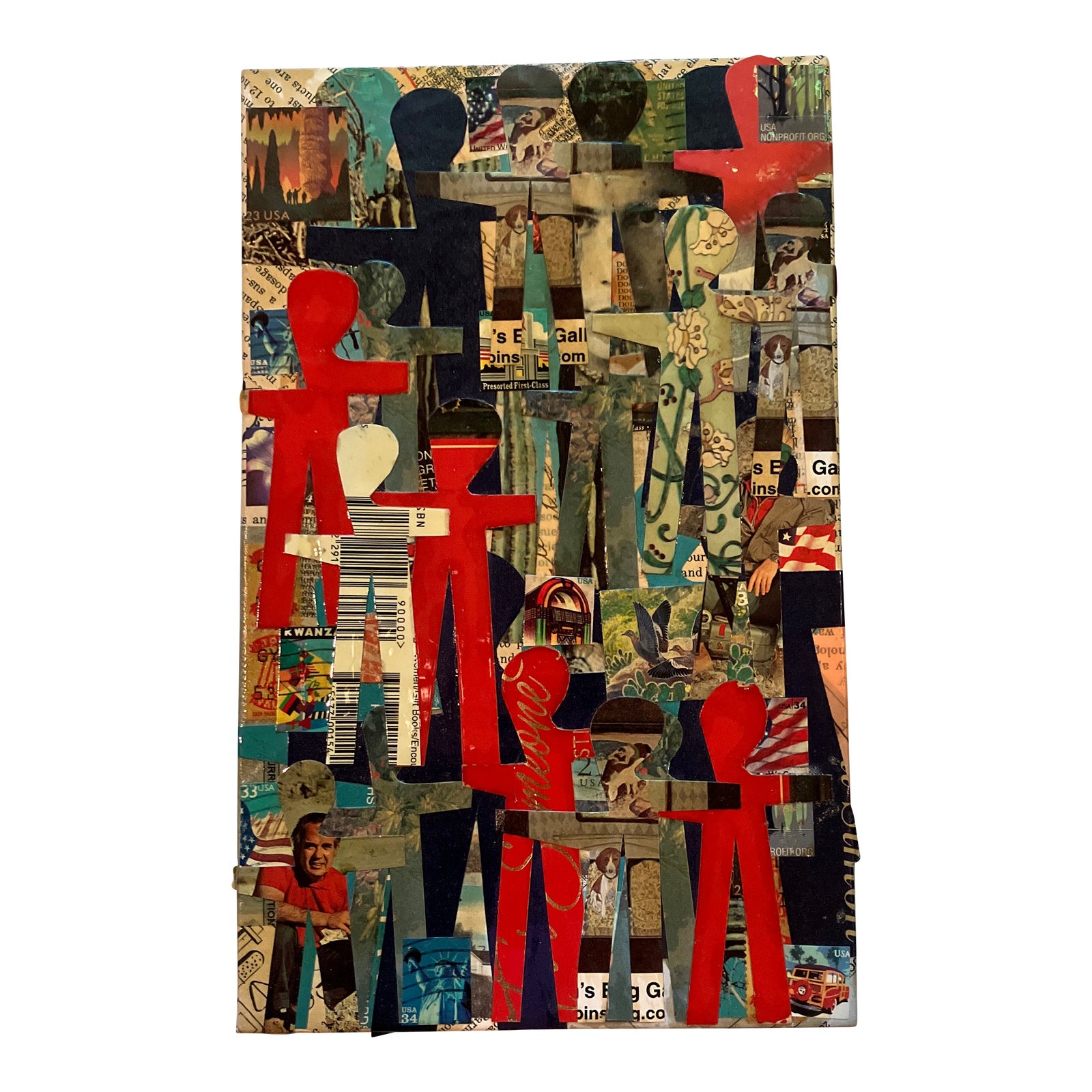 Contemporary Original Wayne Cunningham Abstract “Hands Across America ...