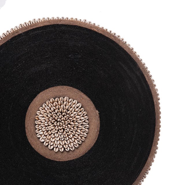 Tribal Beaded Shell Shield in Black | Chairish