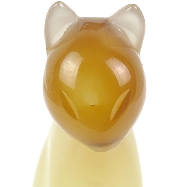 Seguso Murano Vintage Opalescent White Caramel Italian Art Glass Kitty ...