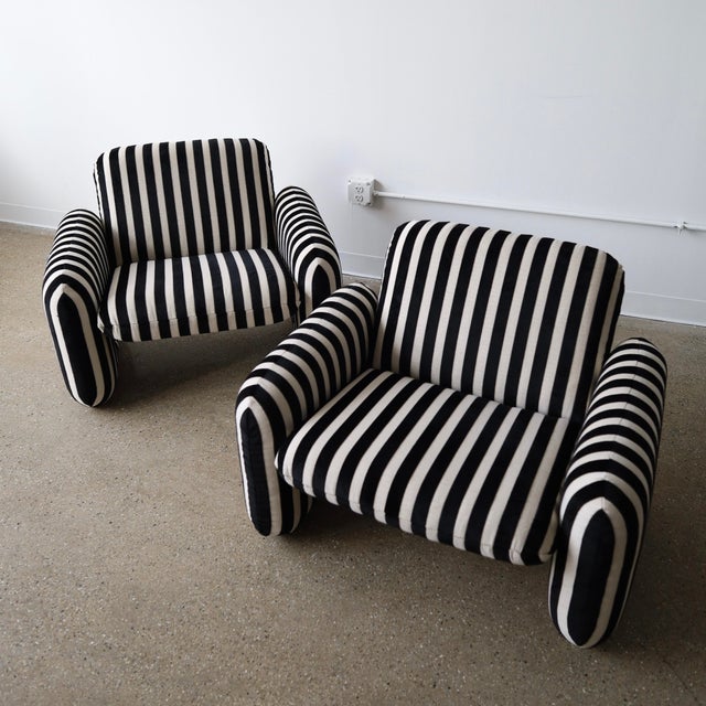 1980s Herman Miller Chiclet Chairs in Velvet Stripes, a Pair | Chairish