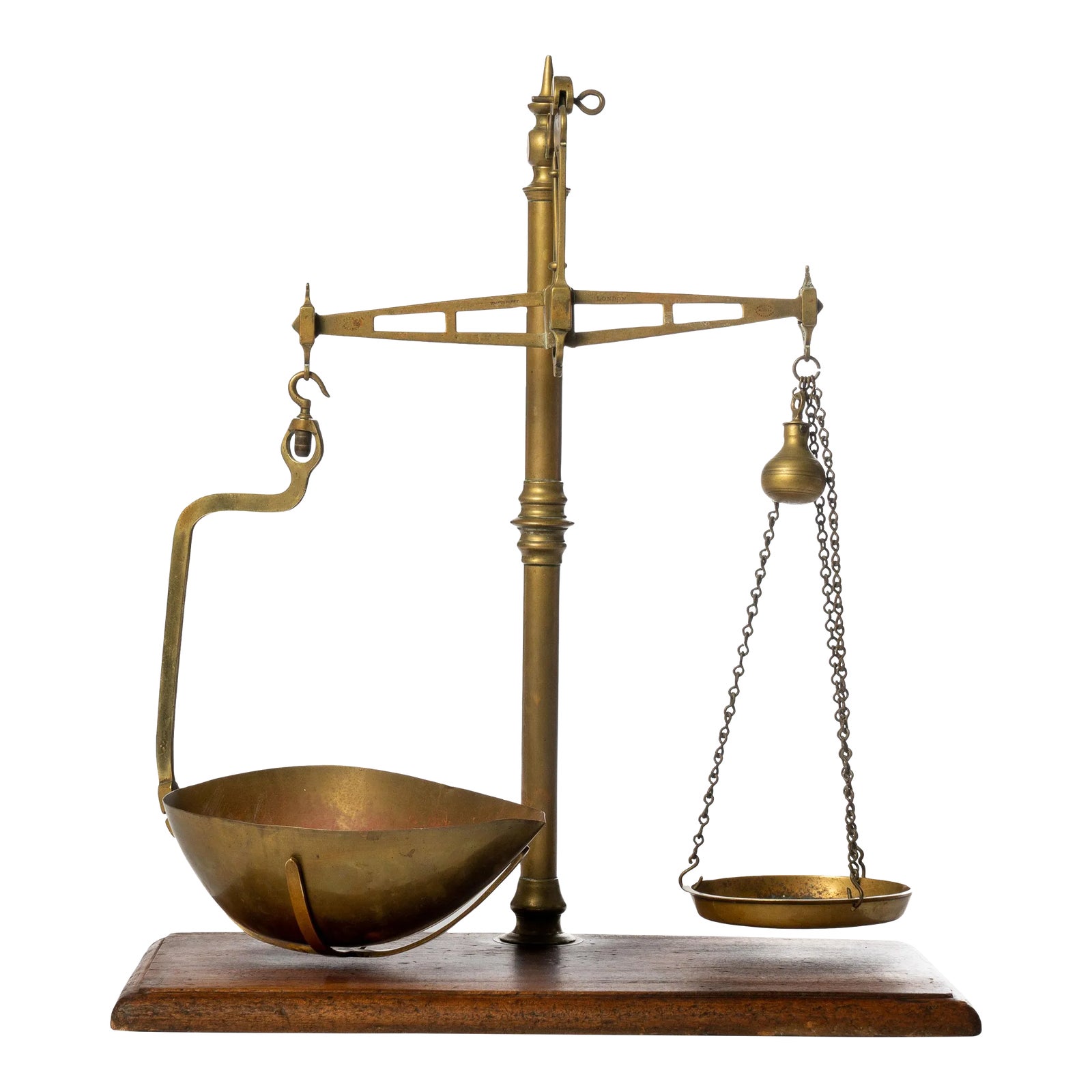 19th Century W. & T. Avery English Brass Scale With Mahogany Base ...