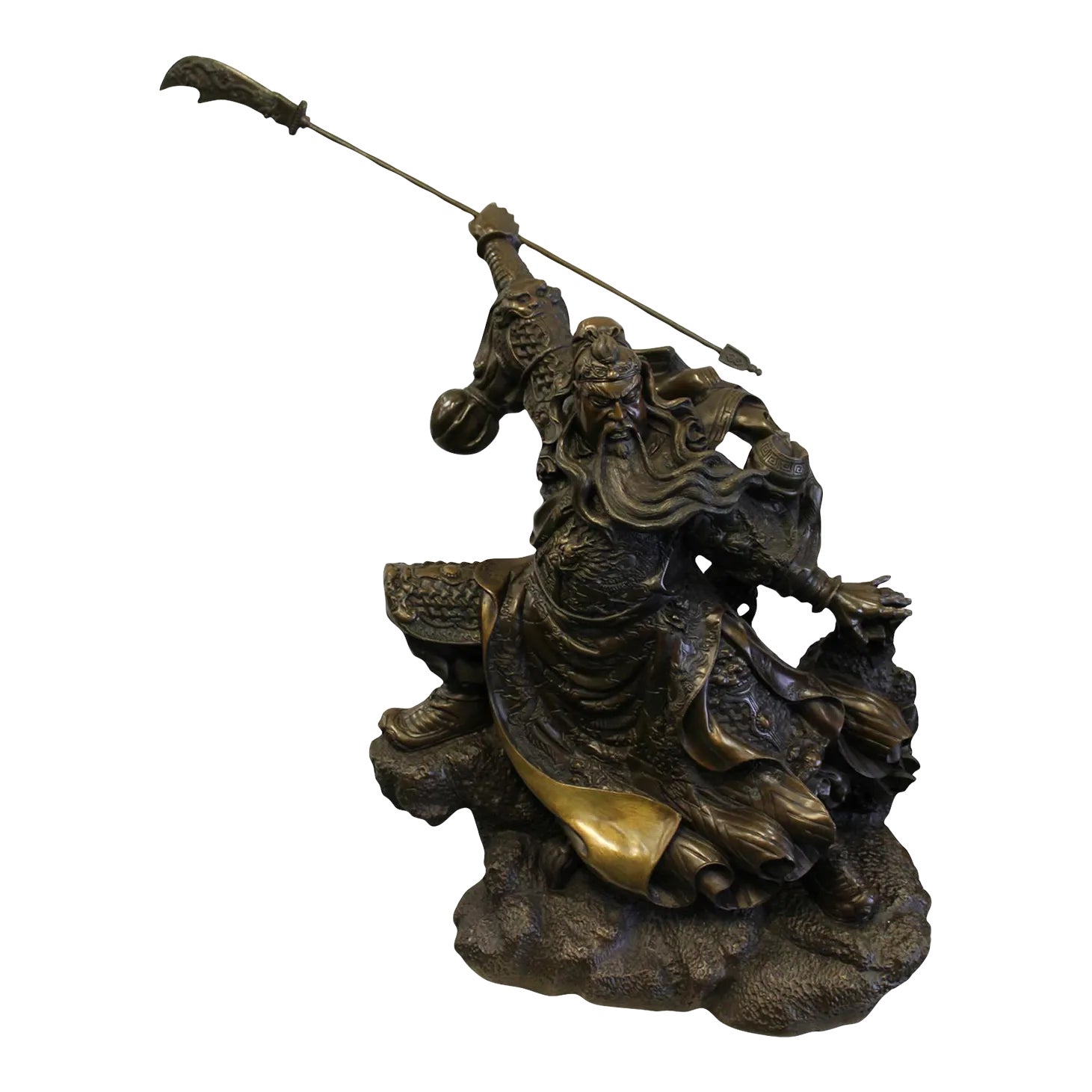 Chinese Handmade Metal Bronze General Quan Statue | Chairish