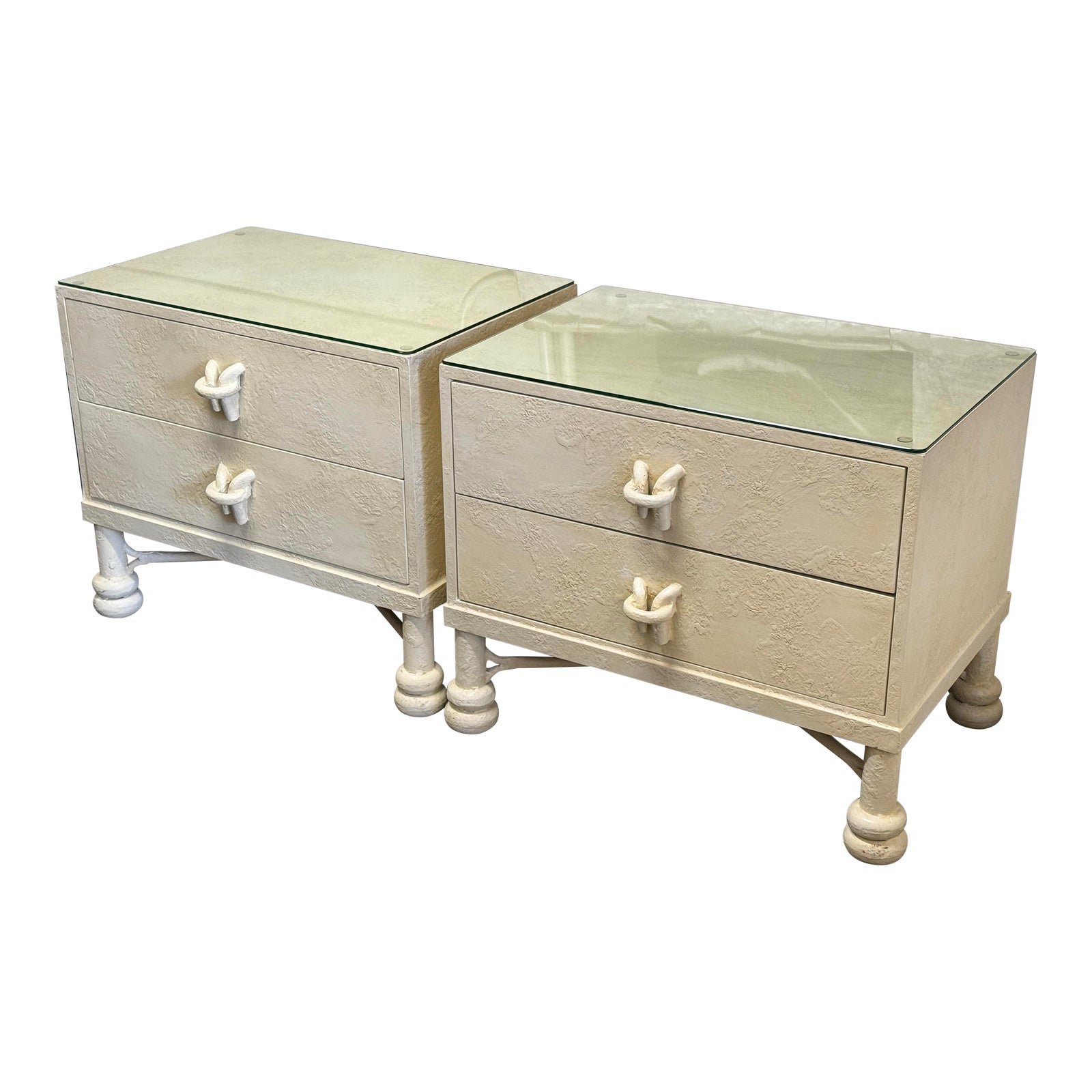 Postmodern Style Two Drawer Nighstands, a Pair | Chairish