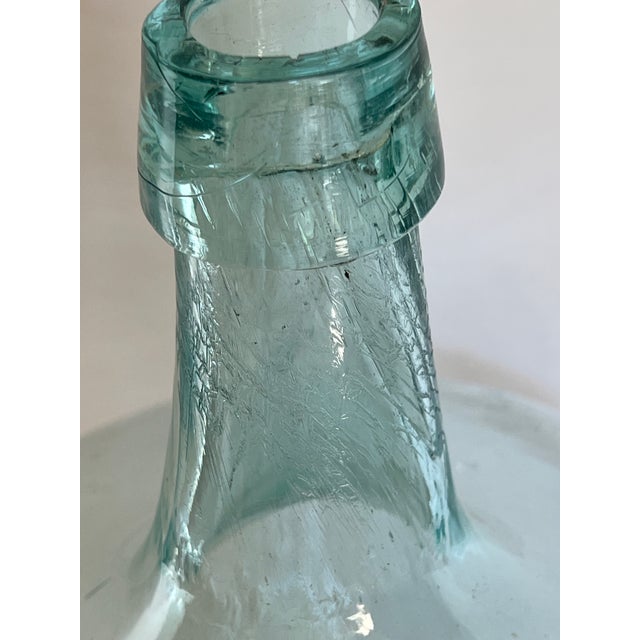 Vintage Light Blue Glass Demijohn Oval Shaped Bottle | Chairish