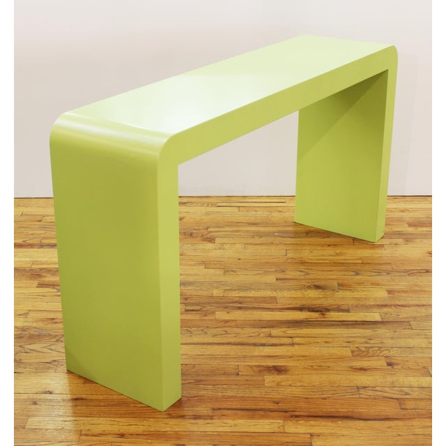 Modern Minimalist Green Waterfall Console | Chairish