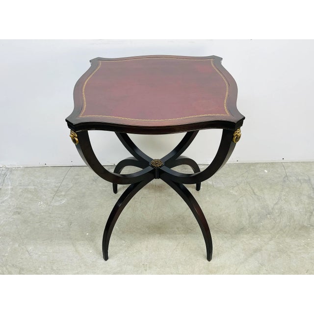 Vintage 1950s Mahogany & Leather Top Spider Leg Table | Chairish