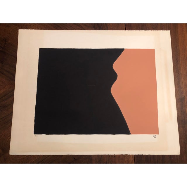 Black & Dark Peach Minimalist Hand-Painted Serigraph 2/34 by Geoffrey ...