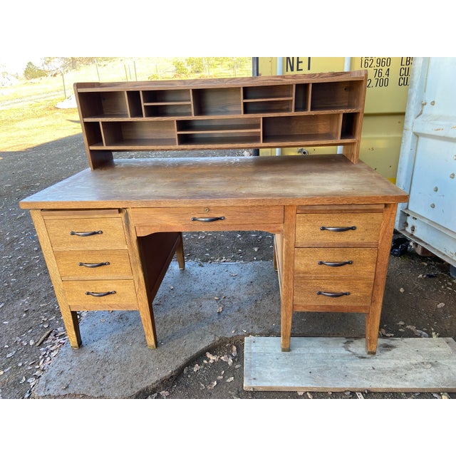 1920s Antique Oak Wooden Desk | Chairish