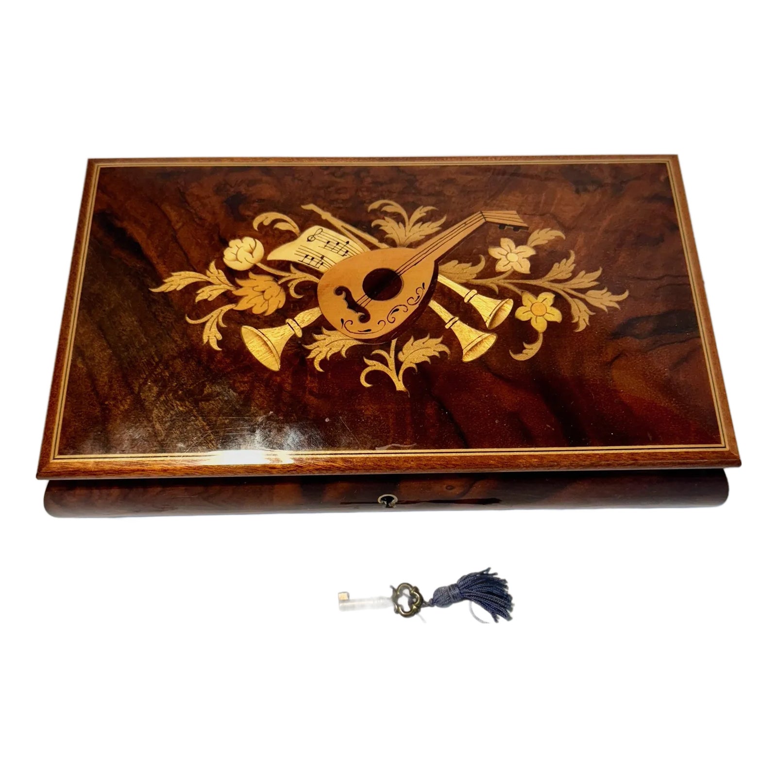 1960s Large Jewelry Music Box With Key, Made in Italy by Reuge | Chairish